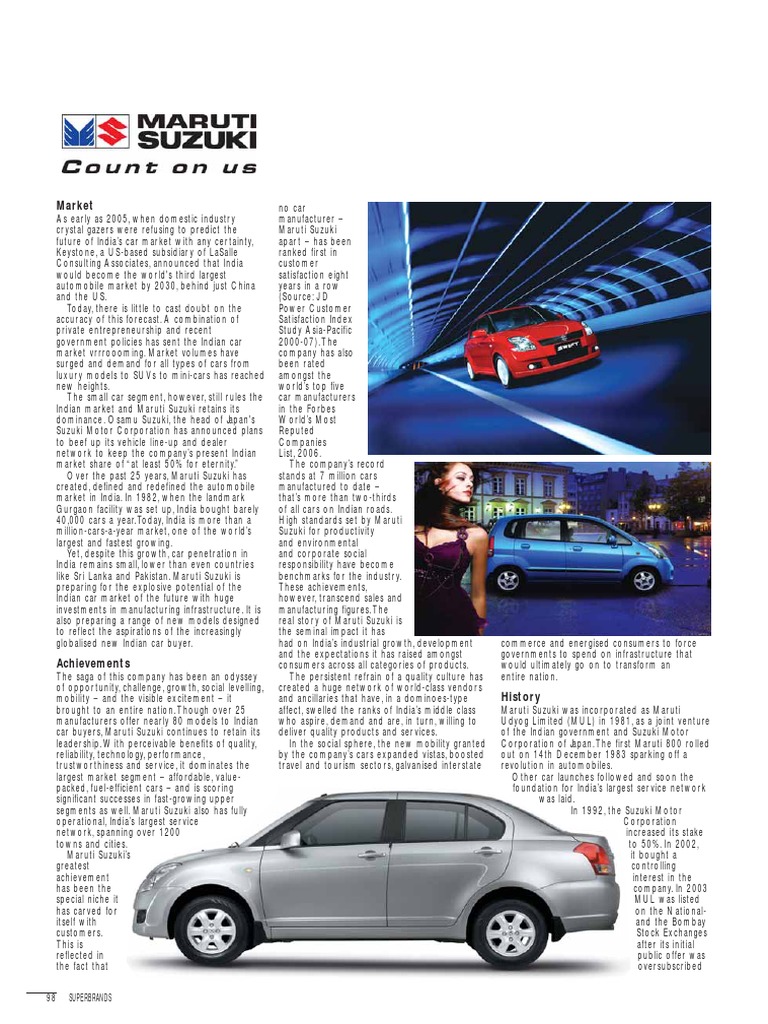 Maruti Suzuki | PDF | Motor Vehicle Manufacturers Of Japan | Car