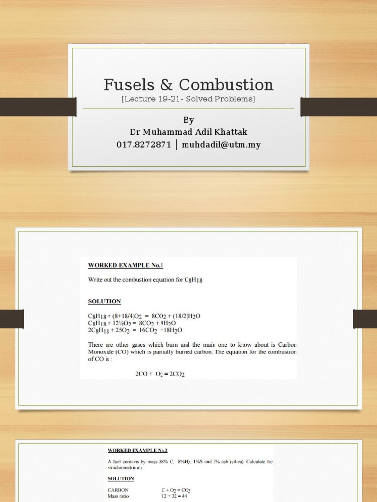 Lecture 19-21 Fuels and Combustion Solved Problems | PDF