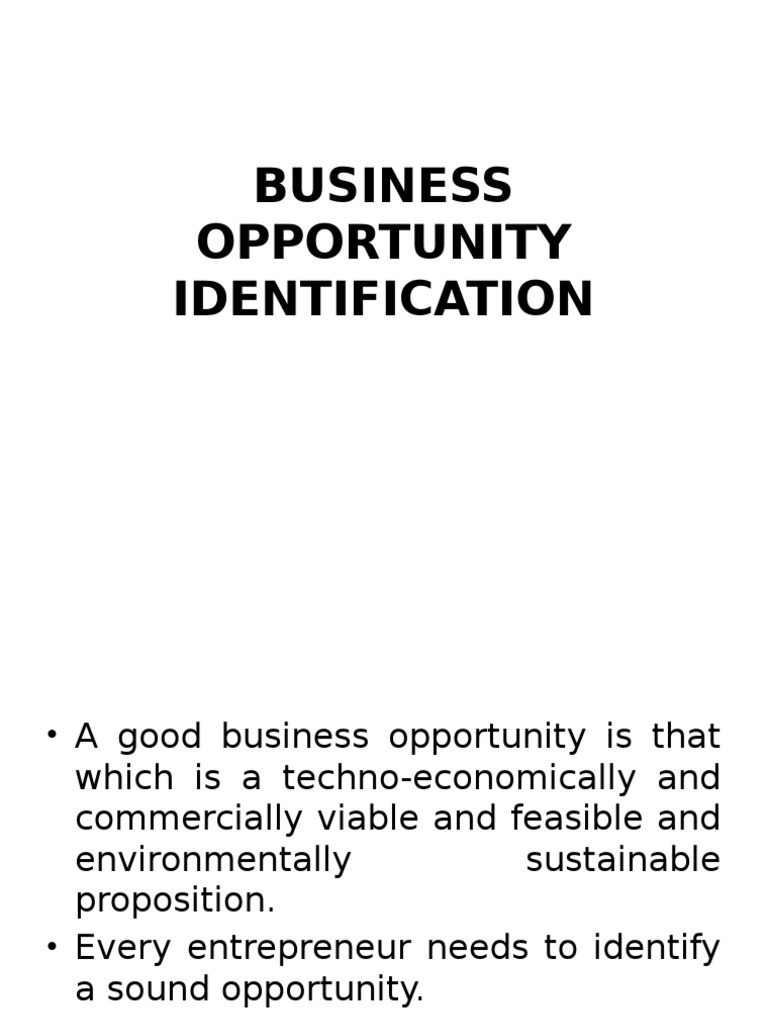 Business Opportunity Identification | PDF | Resource | Exports