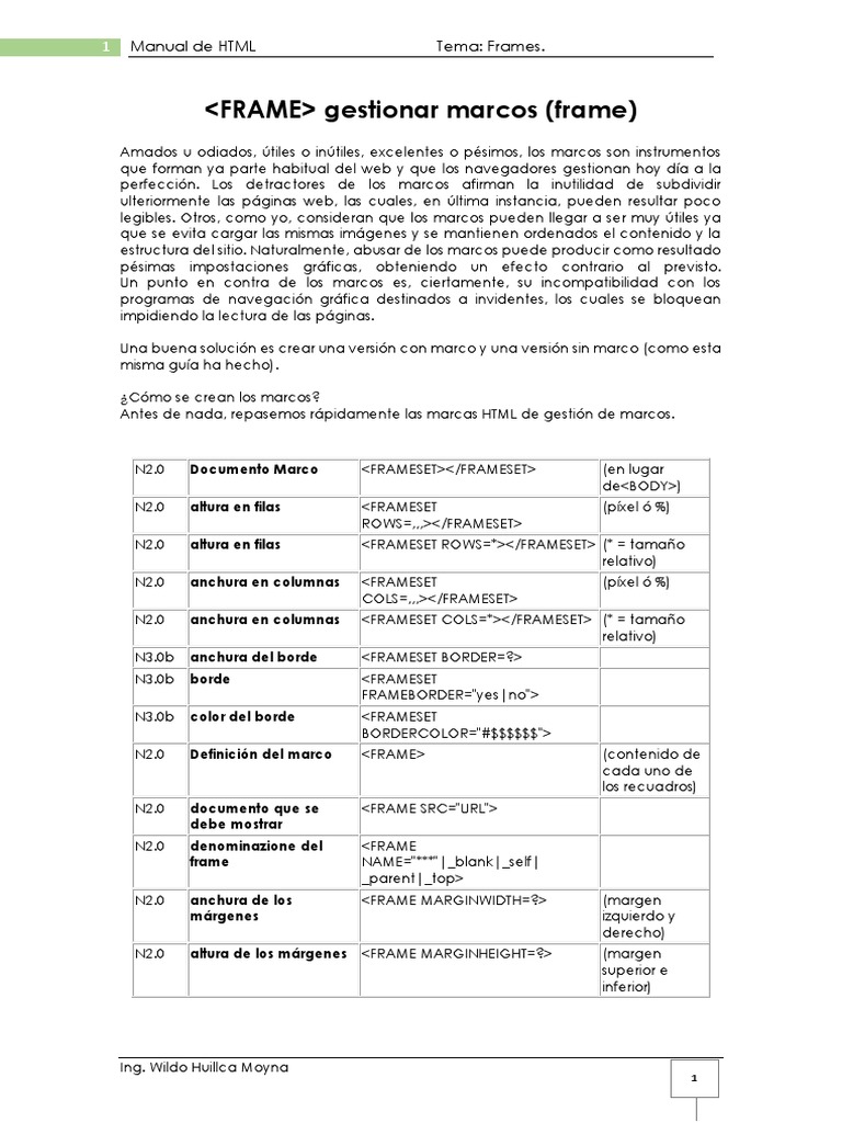 Manual de HTML - Frames PDF | PDF | Navegador web | HTML