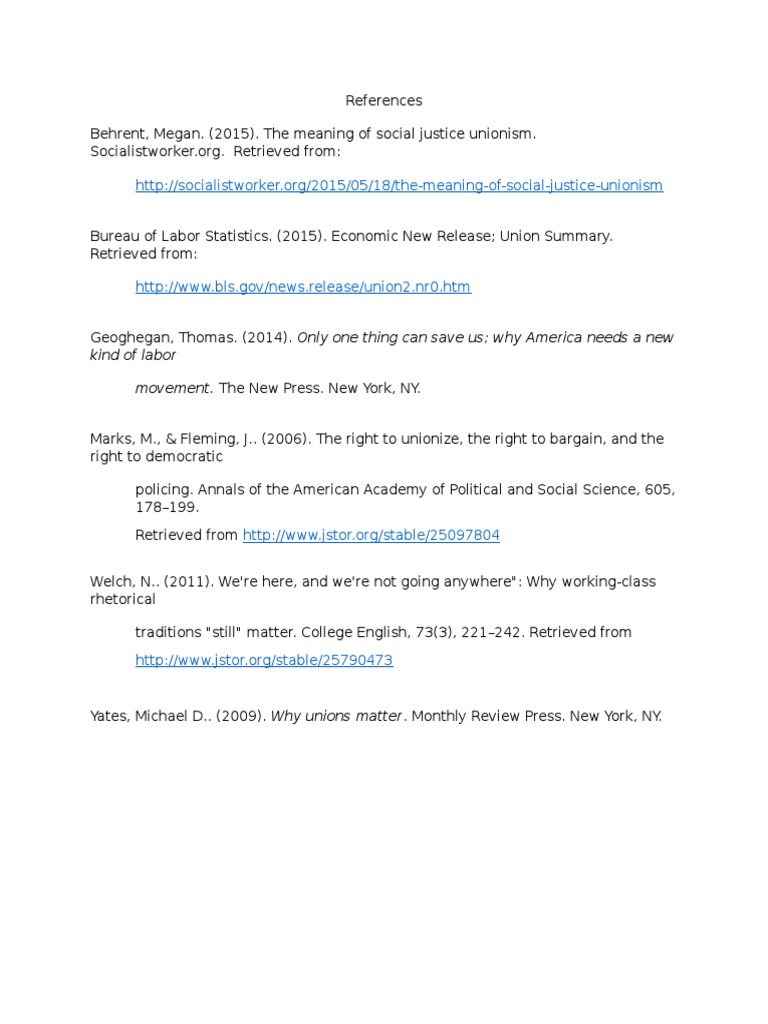 Key References on Social Justice Unionism | PDF