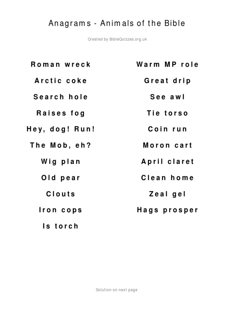 Biblical Animal Anagrams Explained | PDF | Social Science | Religion ...