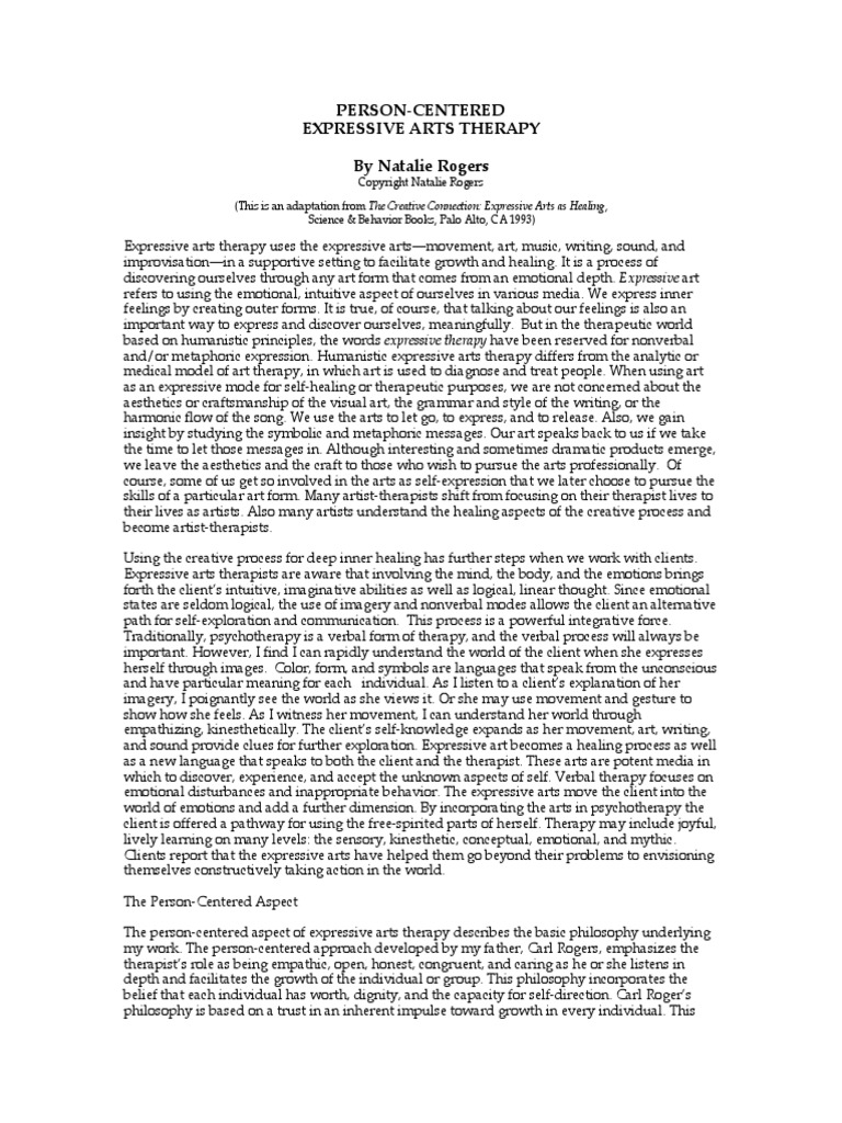 Person-Centered Expressive Arts Therapy by Natalie Rogers | PDF | Art ...