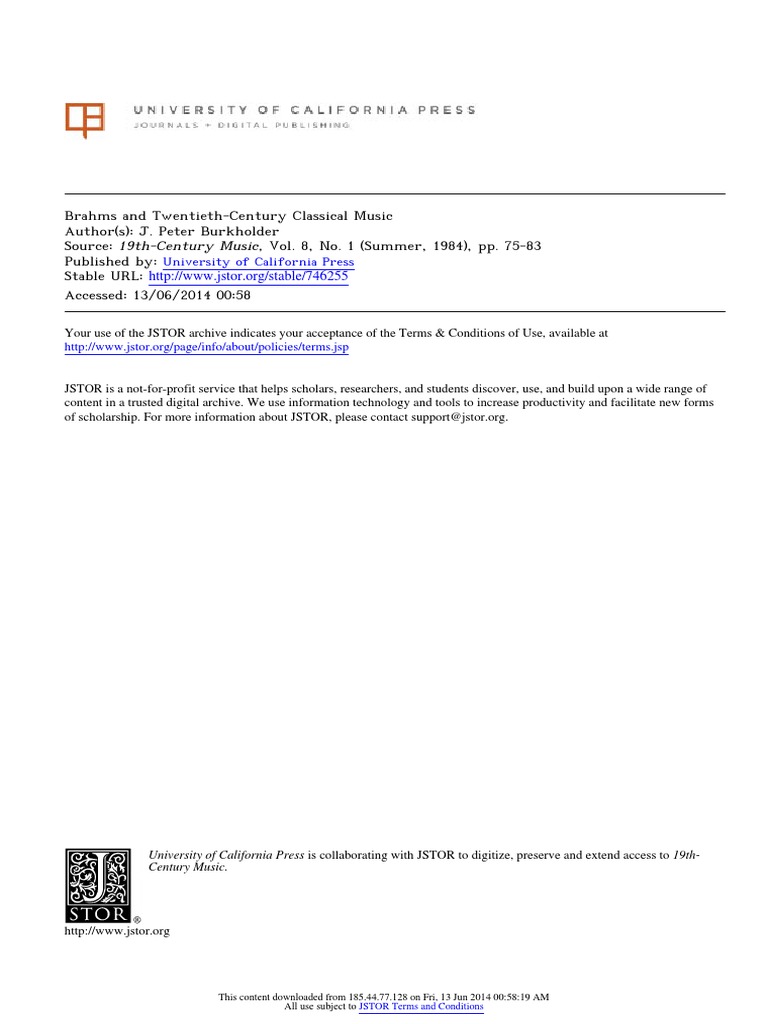 Brahms' Influence on Modern Music | PDF | Variation (Music) | Johannes ...