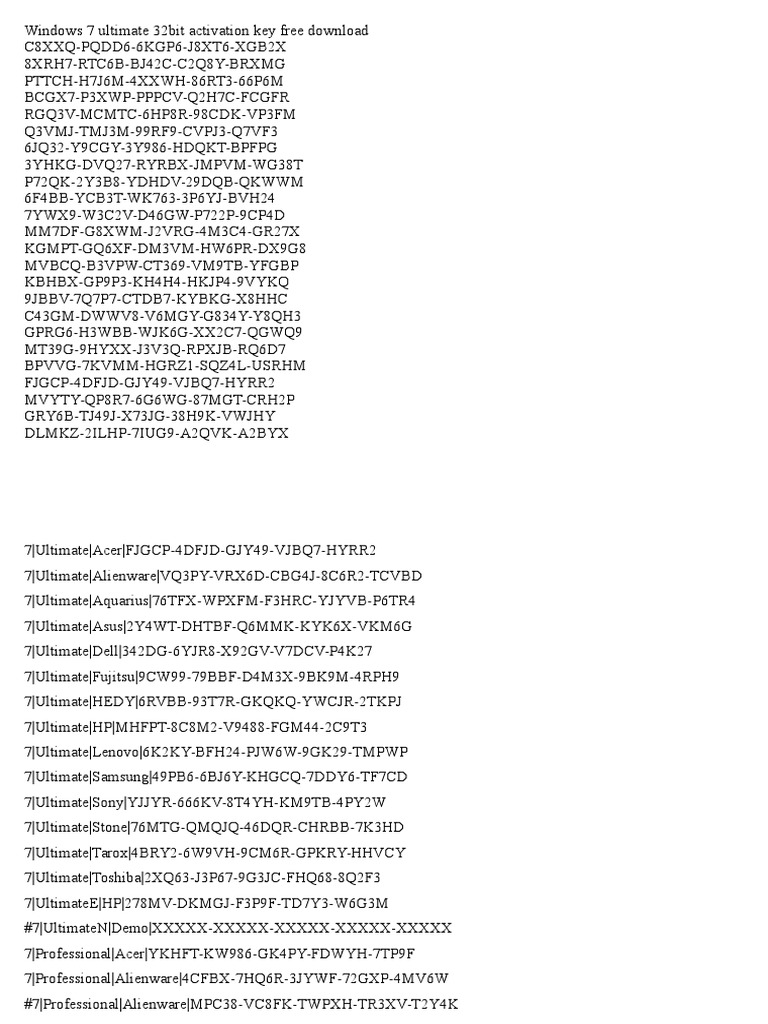 Windows 7 Ultimate 32bit Activation Key | PDF