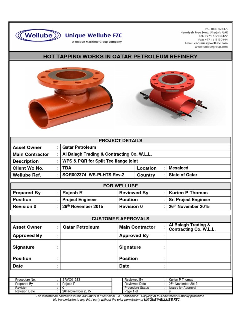 WPS-PQR For Split Tee | PDF | Welding | Construction