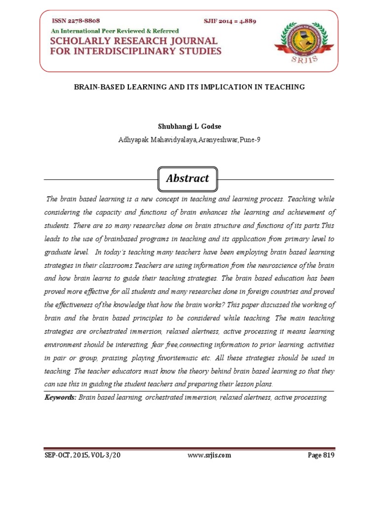 Brain-Based Learning in Education | PDF | Positron Emission Tomography ...