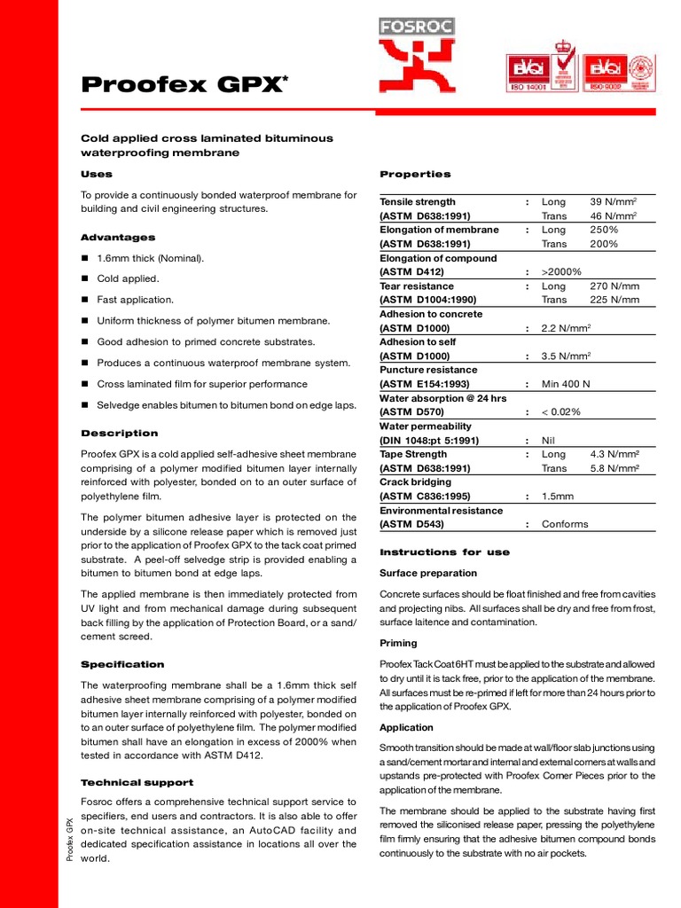 Proofex GPX | PDF | Adhesive | Asphalt