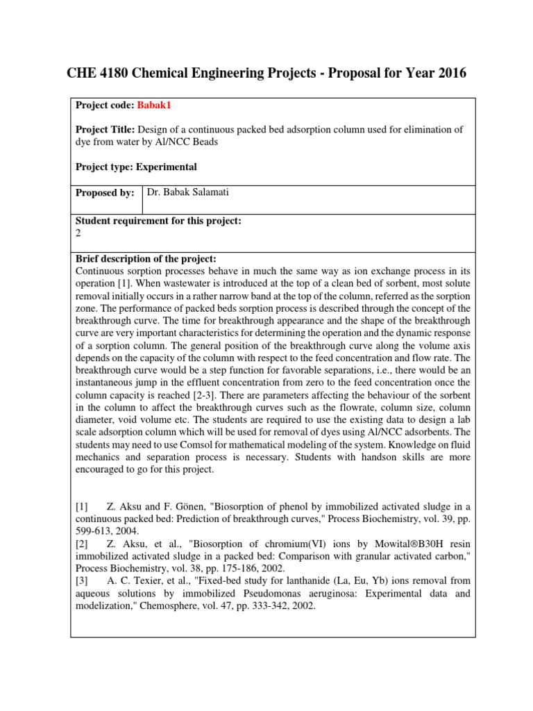 CHE4180 Project Proposal - Sunway | PDF | Catalysis | Chemical Substances