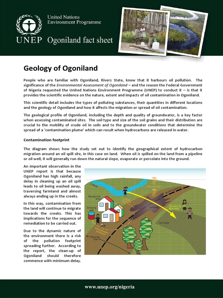 Ogoniland Factsheet Geology | PDF | Oil Spill | Groundwater