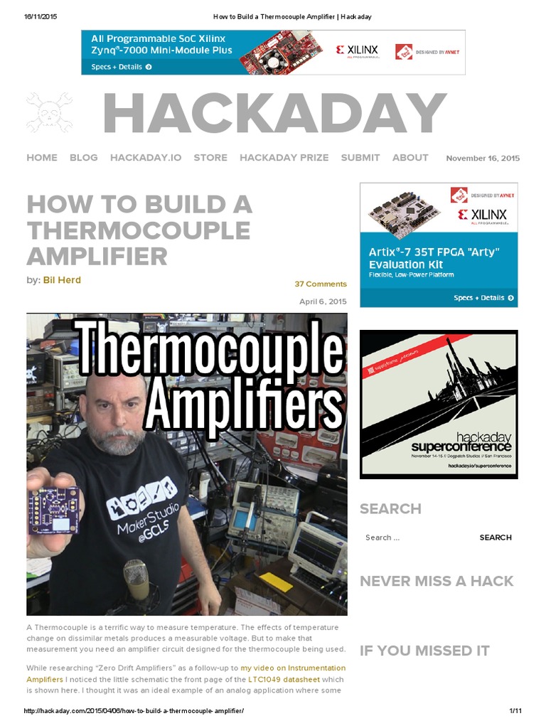 How To Build A Thermocouple Amplifier - Hackaday | PDF | Thermocouple | Amplifier
