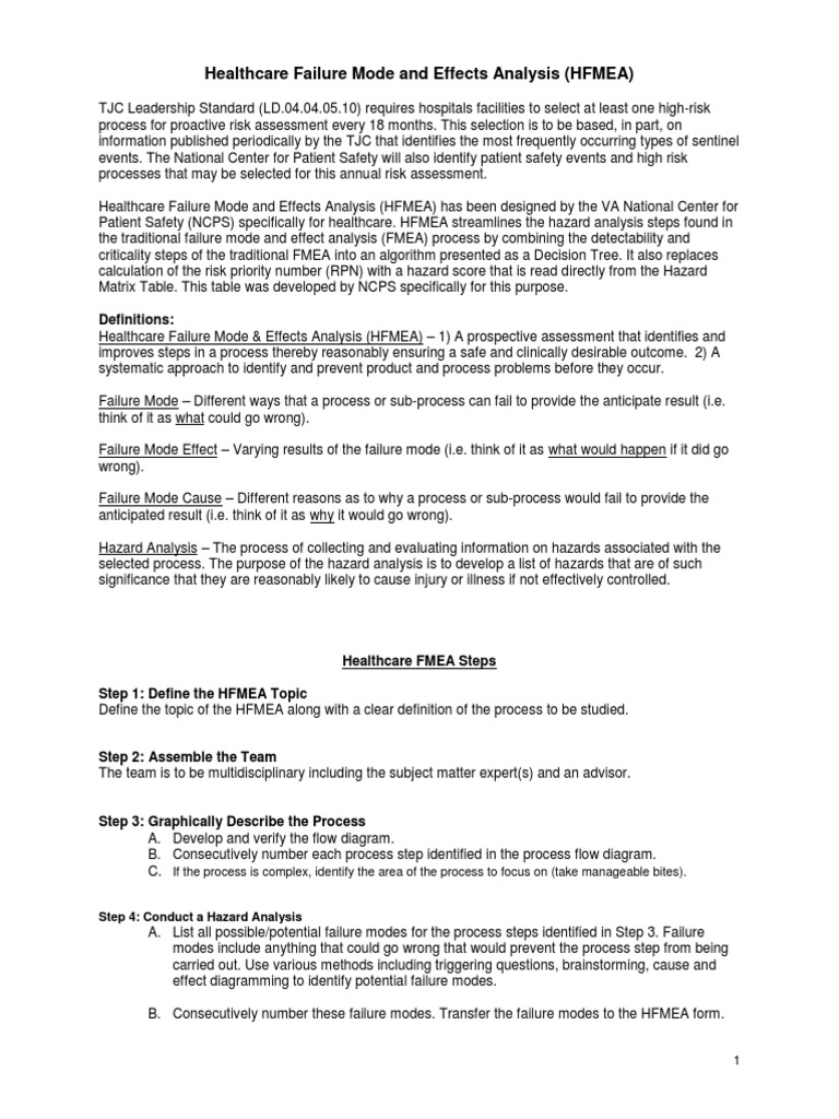 HFMEA Form | PDF | Medicine | Health Care