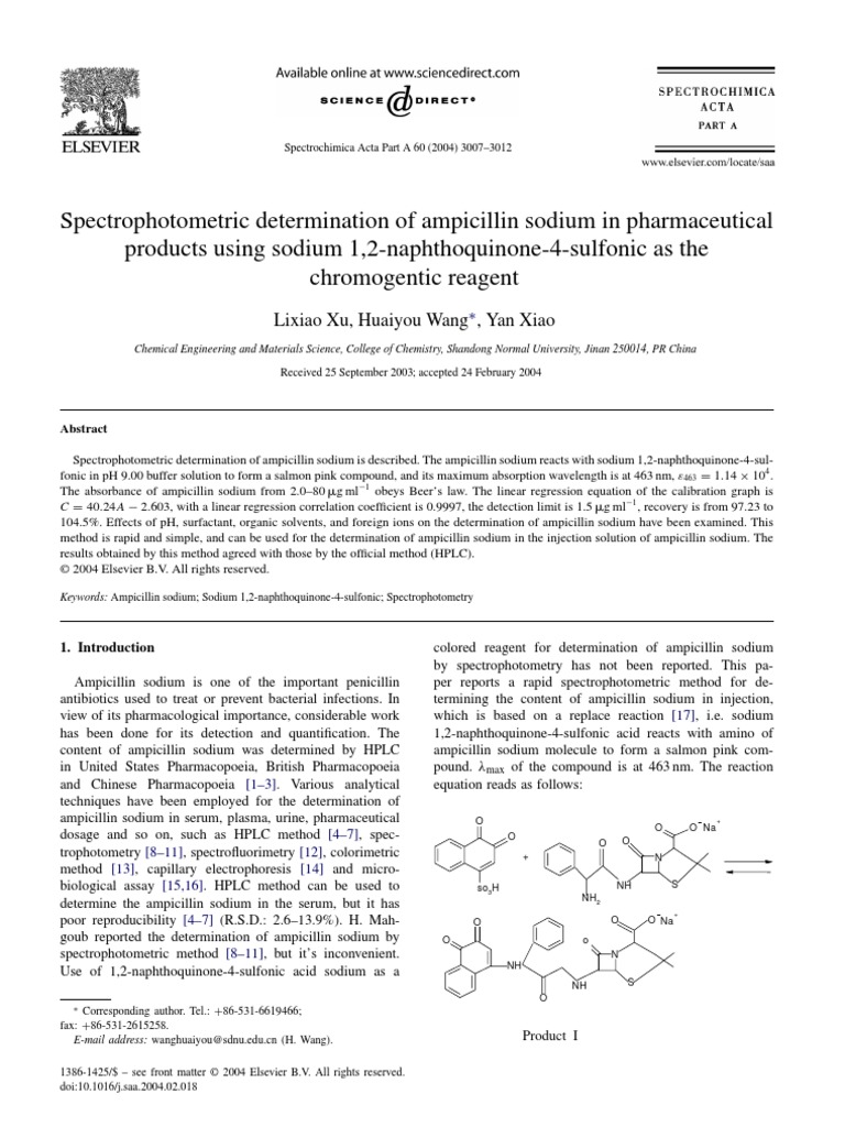 Spectrophotometric Determination of in Sodium | PDF | Spectrophotometry ...
