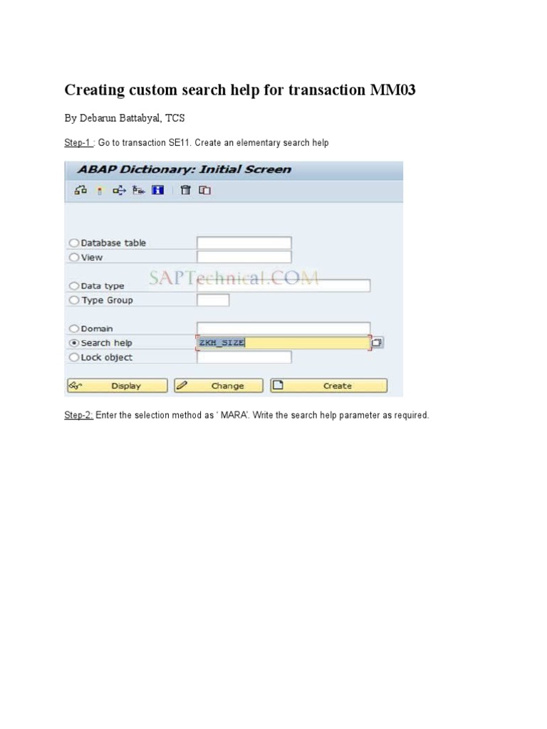 ABAP - Creating Custom Search Help For Transaction MM03 | PDF