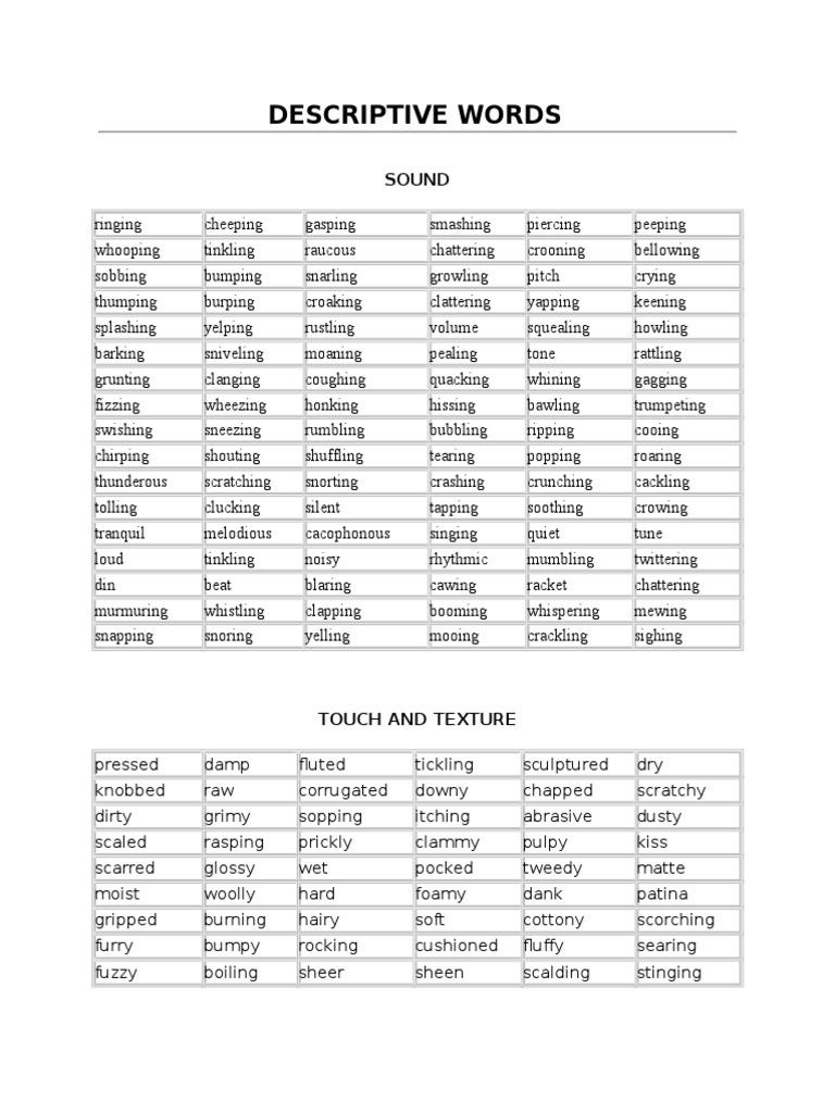 Descriptive Words List | PDF | Color | Teaching Mathematics