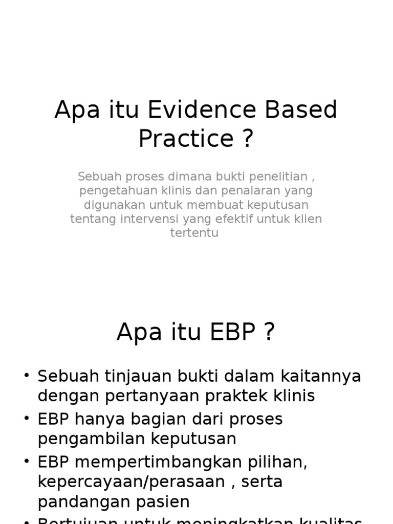 Apa Itu Evidence Based Practice | PDF | Karier & Perkembangan