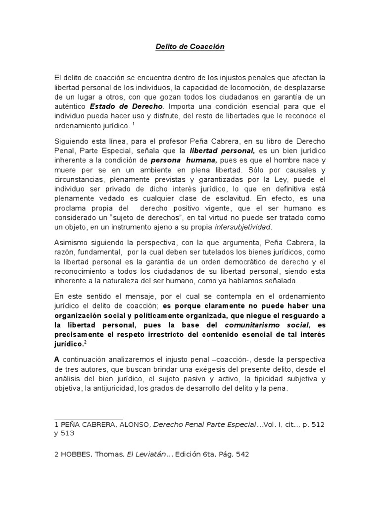Delito de Coacción | PDF | Delito | Derecho penal