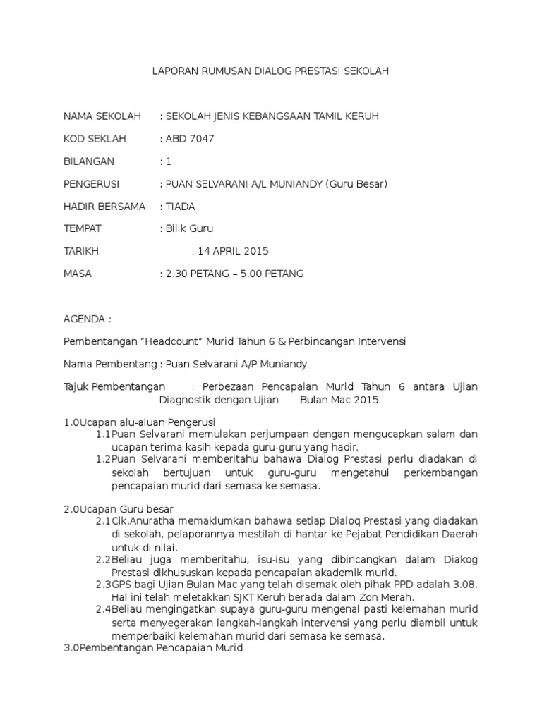 Laporan Dialog Prestasi | PDF