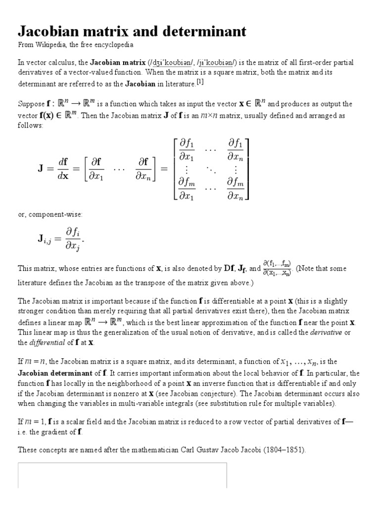 Jacobian Matrix and Determinant | PDF | Determinant | Derivative