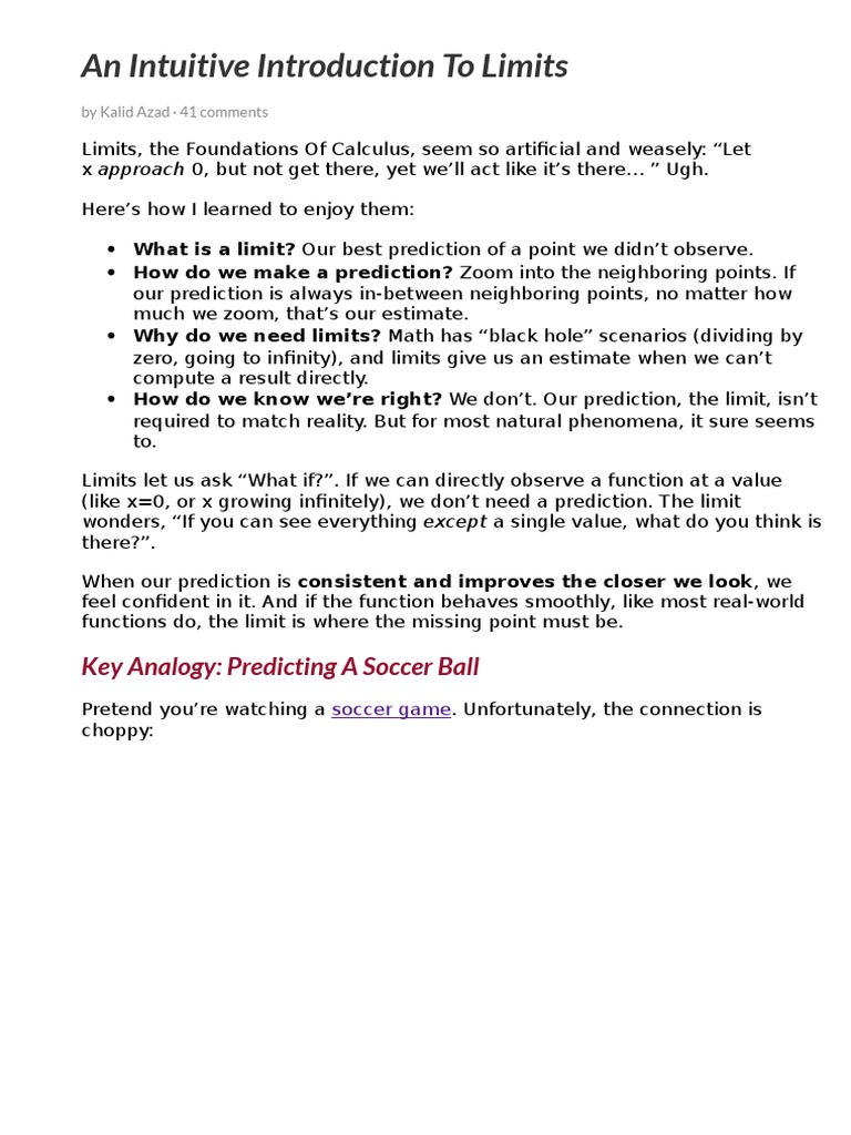 An Intuitive Introduction To Limits | PDF | Calculus | Multiplication