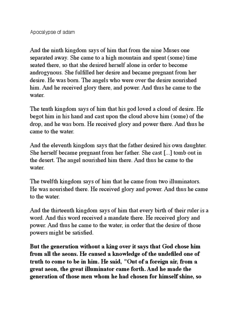 Apocalypse of Adam | PDF | Adam And Eve | Mythology