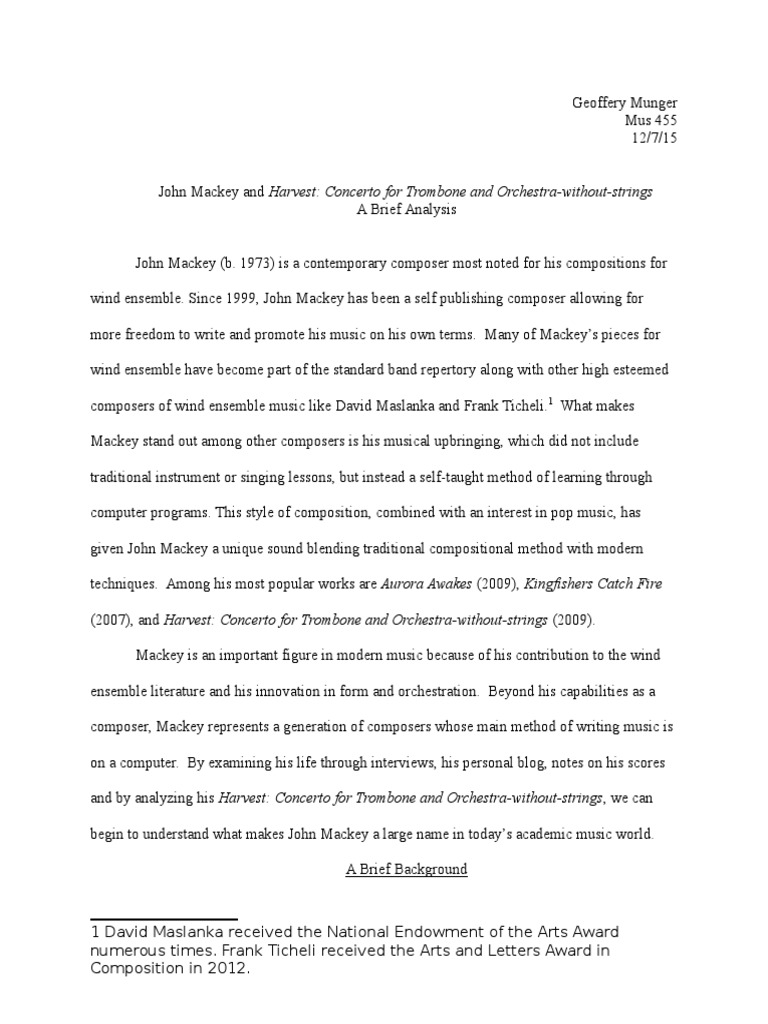 John Mackey Essay | PDF | Composers | Musical Compositions