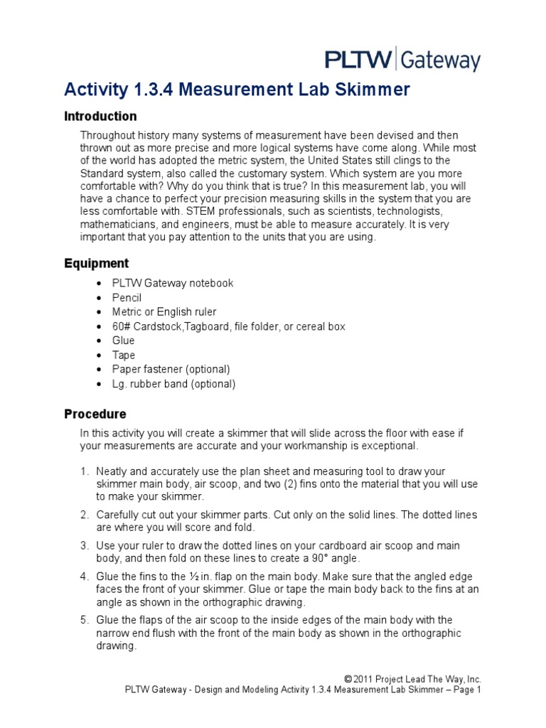 Activity 1.3.4 Measurement Lab Skimmer | PDF | Measurement