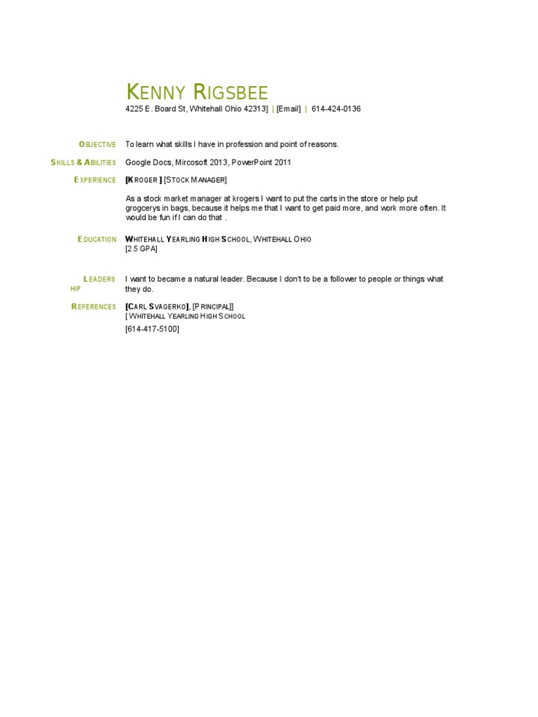 Kenny Rigsbee Resume Overview | PDF | Career & Growth