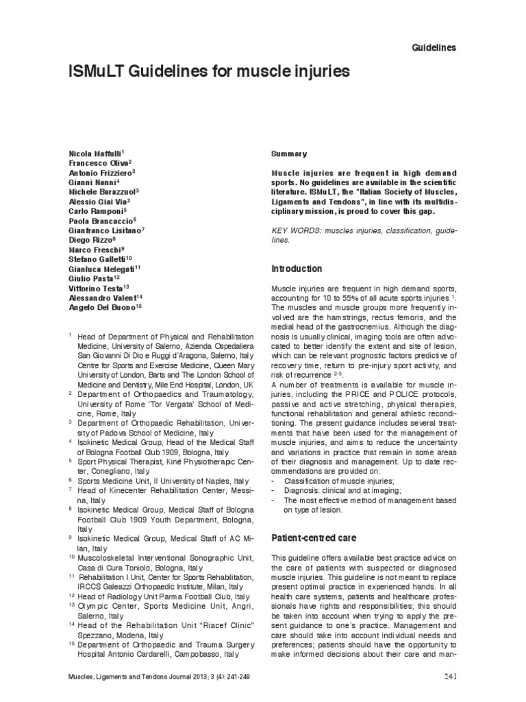Linee Guida Lesioni Muscolari | PDF | Physical Therapy | Medical Imaging