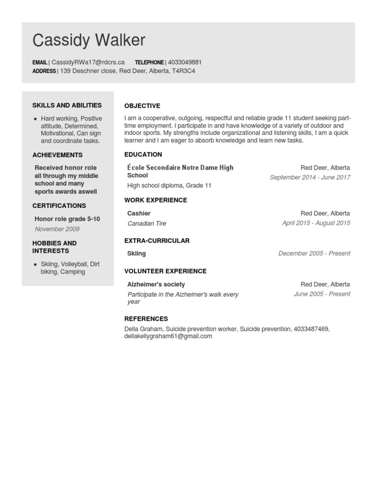 Resume-Cassidy Walker 2015-12-17 | PDF | Career & Growth | Sports ...