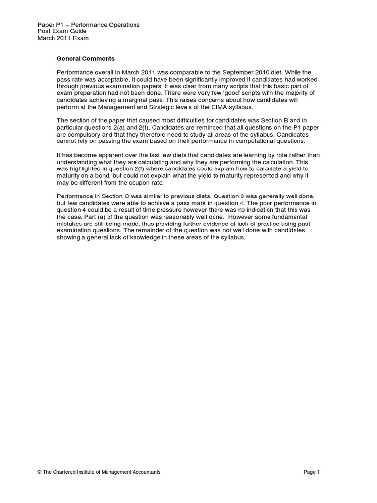 CIMA p1 March 2011 Post Exam Guide | PDF | Net Present Value ...