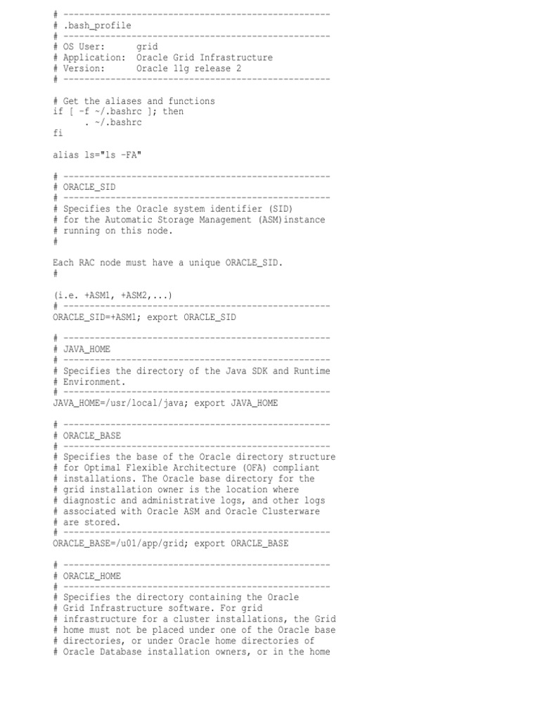 Bash Profile | Oracle Database | Library (Computing)