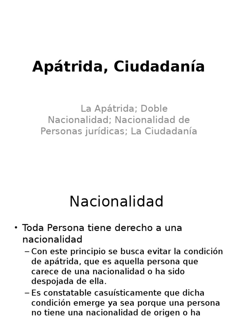 Apátrida, Ciudadanía | PDF | Nacionalidad | Naturalización