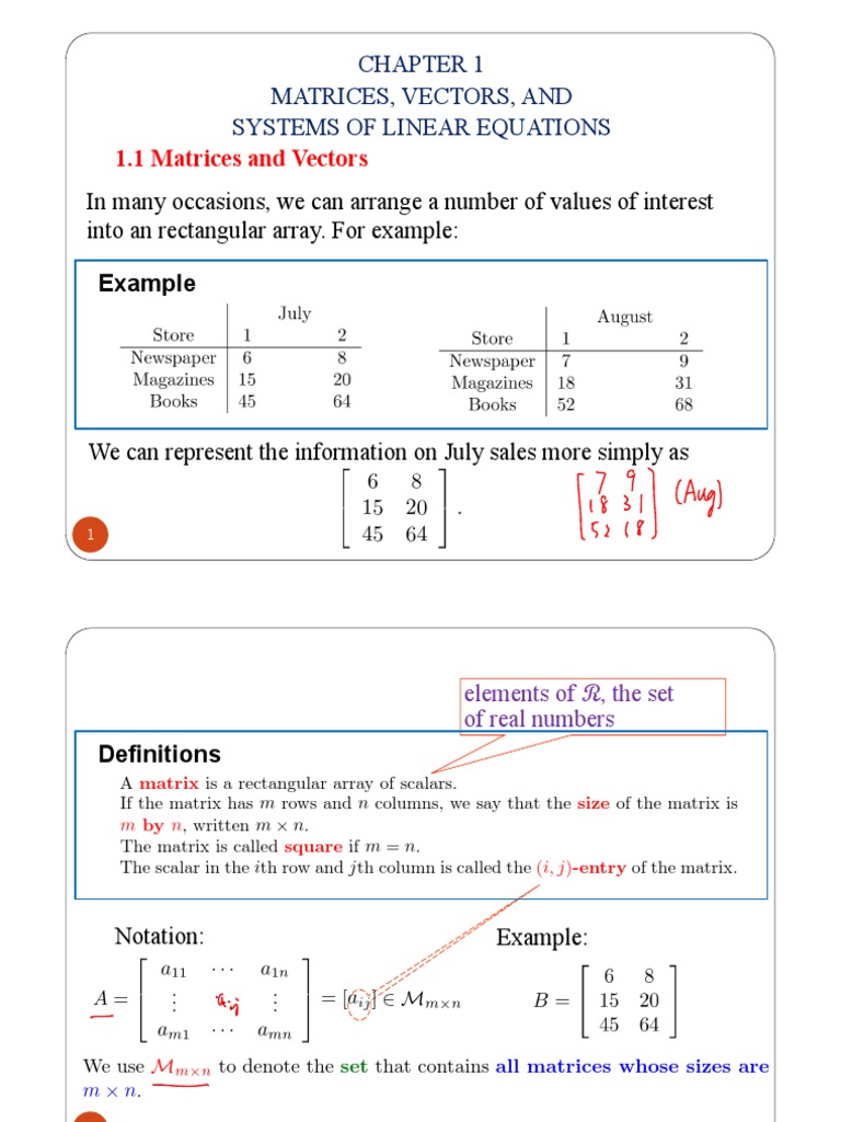 Matrices, Vectors, and Systems of Linear Equations | PDF | Matrix ...