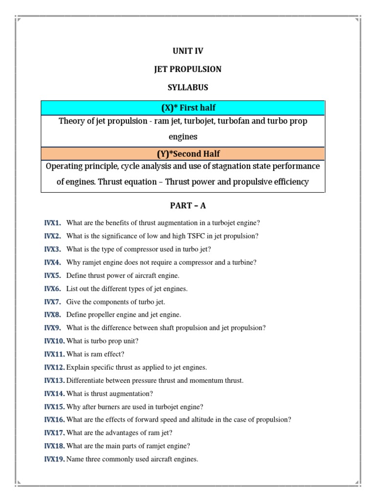 Unit Iv - Jet Propulsion PDF | PDF | Jet Engine | Nozzle