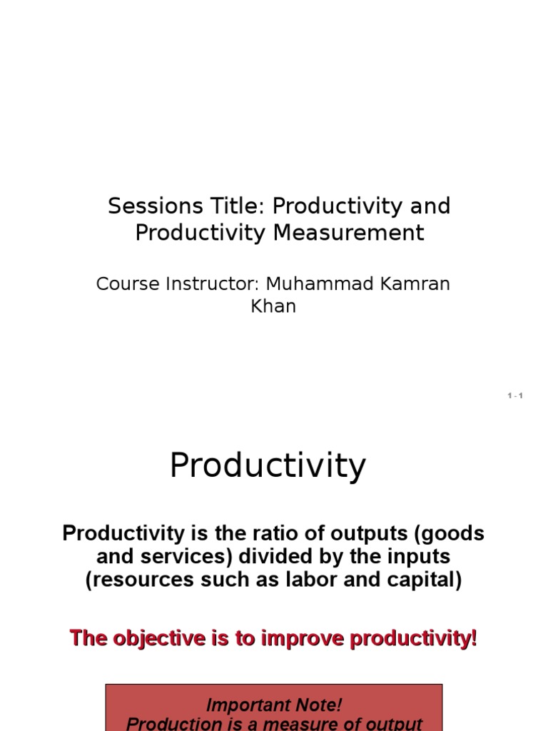 Measuring Productivity in Operations | PDF | Factors Of Production ...