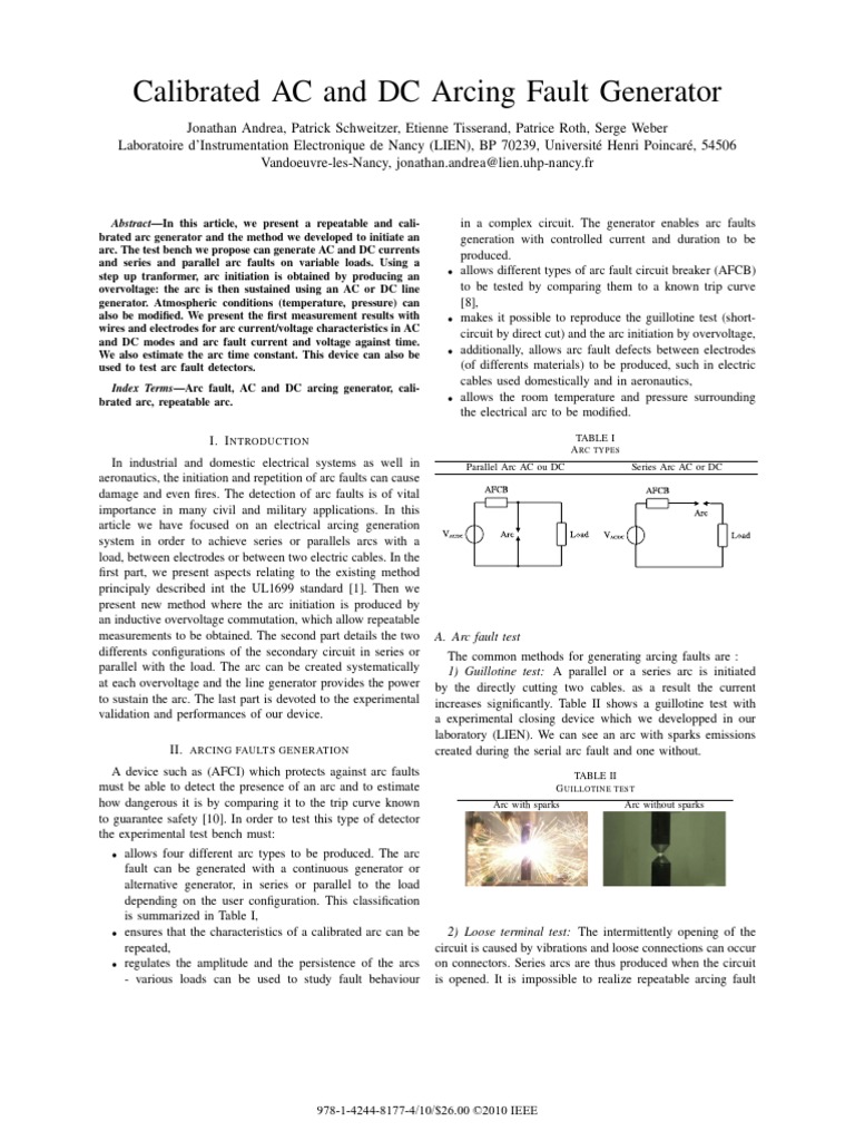 Calibrated AC and DC Arc Fault Generator | PDF | Energy Technology ...