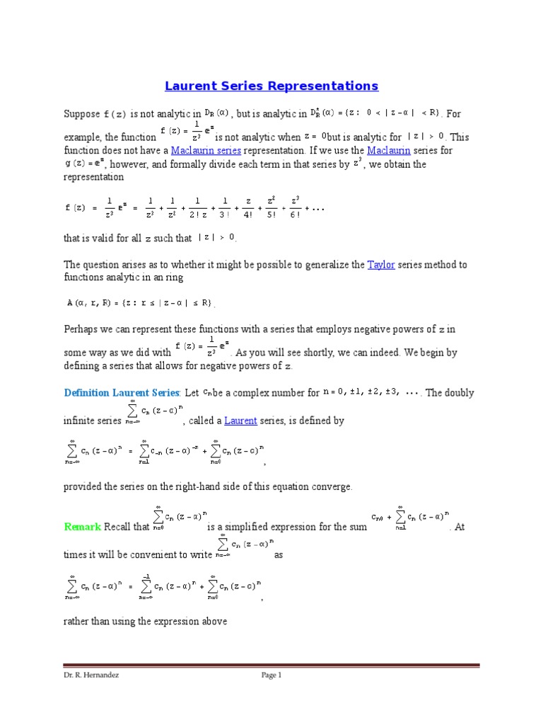 Laurent Series | Series (Mathematics) | Analytic Function
