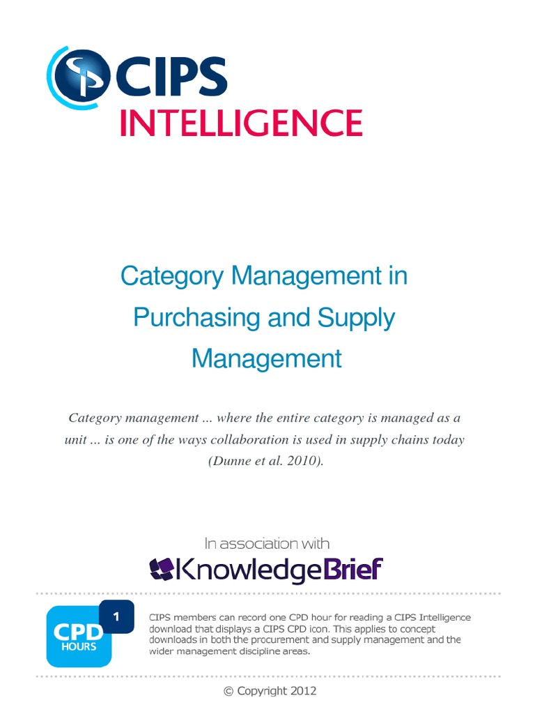 Category Management in Purchasing | PDF | Supply Chain | Sales