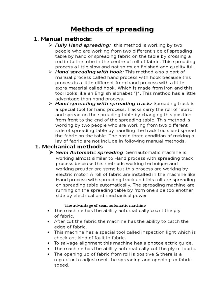 Methods of Spreading | PDF | Machines | Textiles