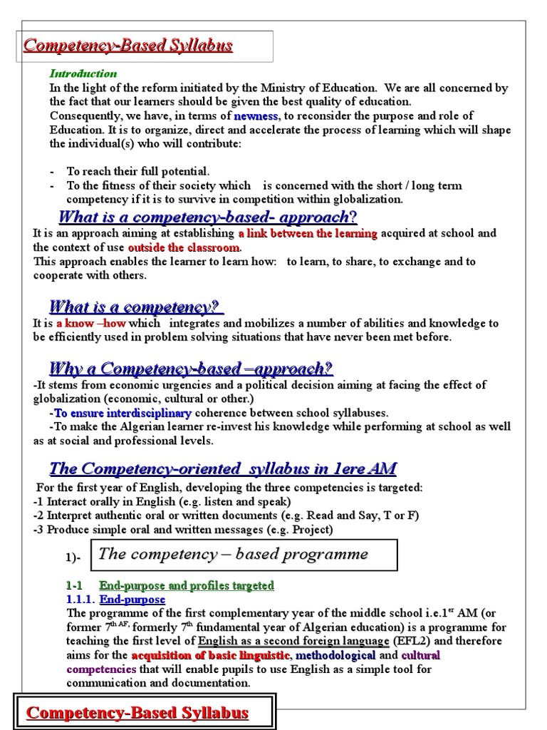 Competency-Based Syllabus Overview | PDF | Competence (Human Resources ...