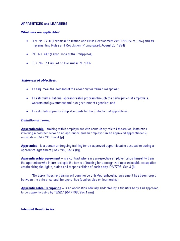 Learners and Apprentices | Download Free PDF | Apprenticeship | Overtime