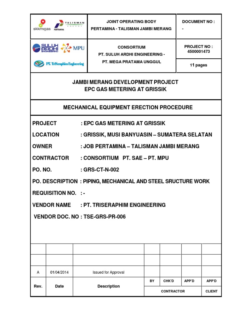 Mechanical Equipment Procedure TSE | PDF | Concrete | Cement