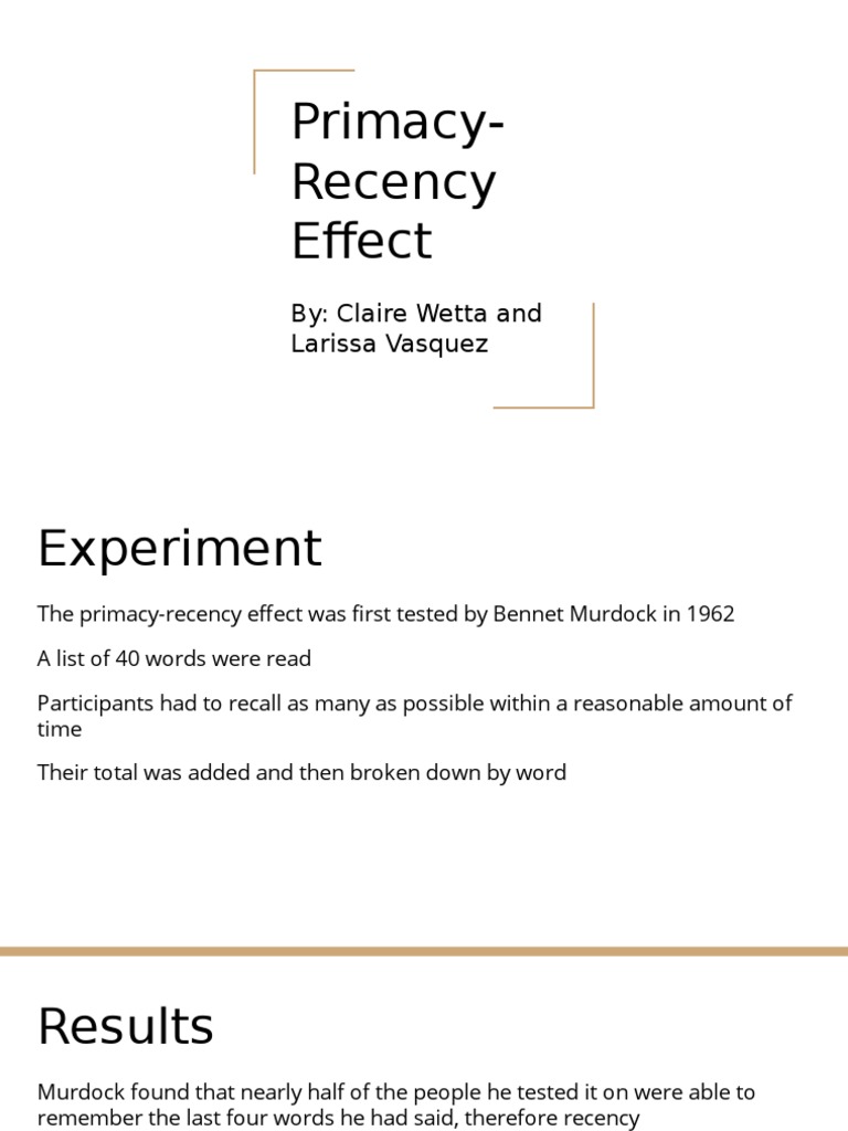 Primacy-Recency Effect | PDF