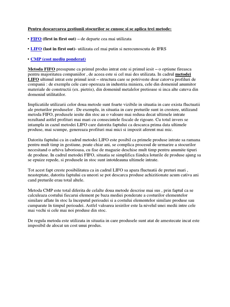 Metoda Fifo Si Lifo | PDF