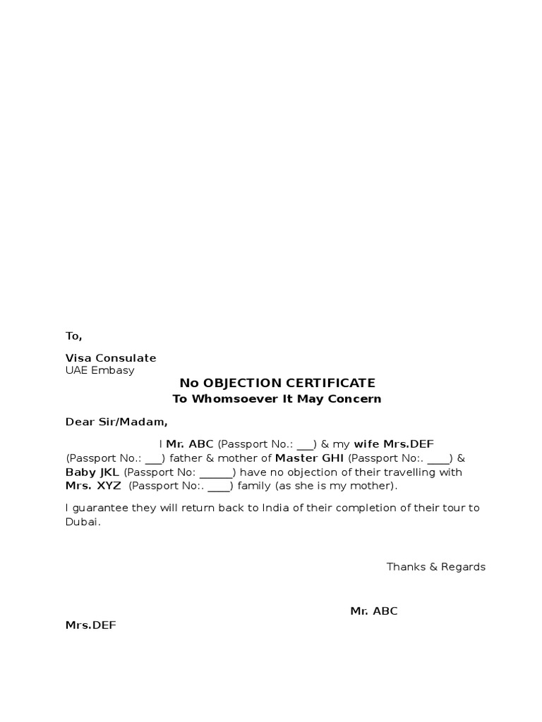 NOC for Family Visa to UAE | PDF | Travel Visa | Cultural Globalization