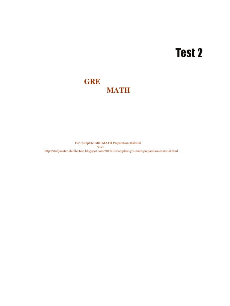 GRE Math Practice Test 2 | PDF | Circle | Graduate Record Examinations