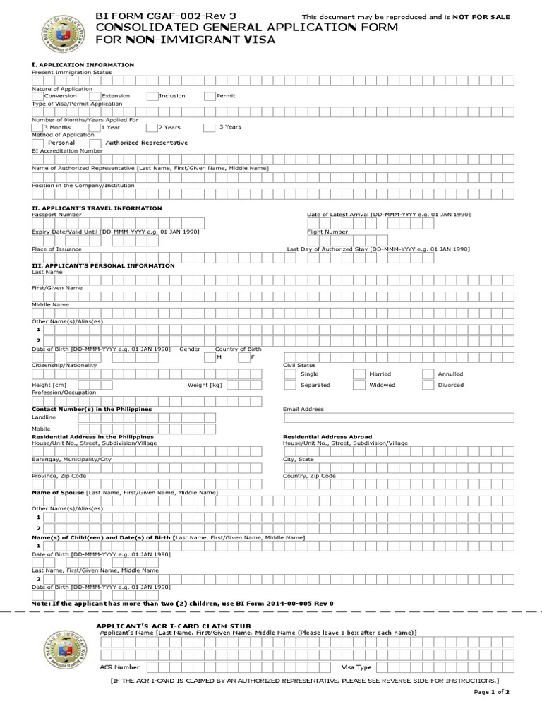 Bi Form Cgaf-002-Rev 3 | PDF | Identity Document | Travel Visa Bi Form Cgaf-002-Rev 3 | PDF | Identity Document | Travel Visa