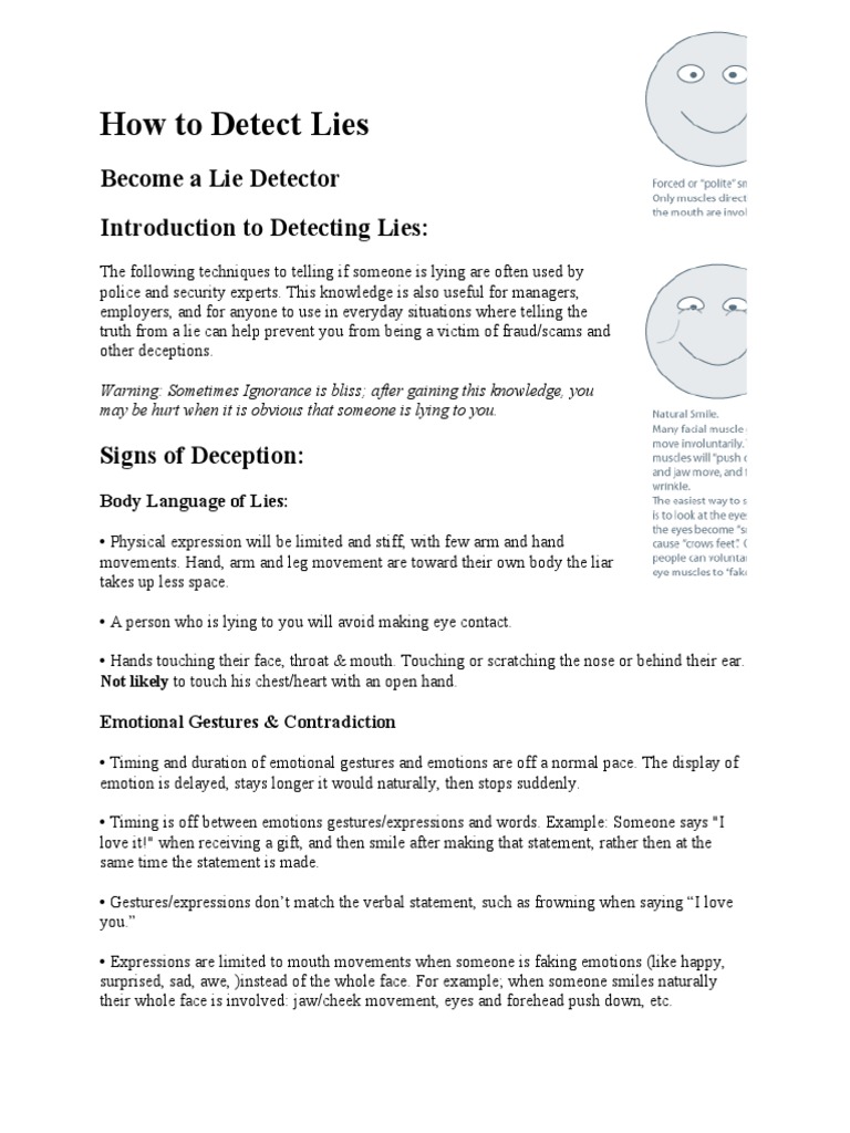 How To Detect Lies | PDF | Body Language | Lie