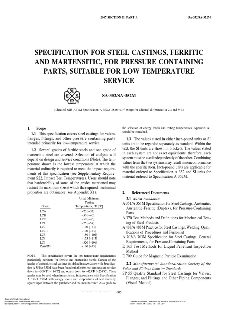 Asme Section II A Sa-352 Sa-352m | PDF | Heat Treating | Casting ...